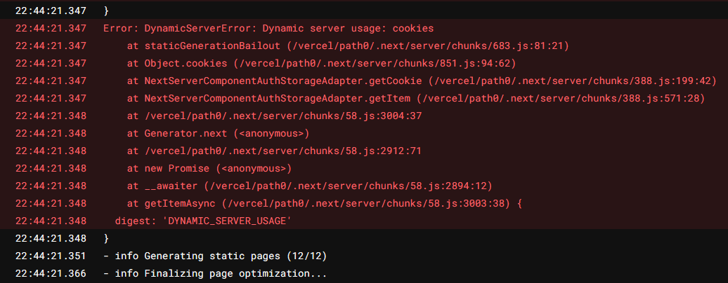 Dynamicservererror Dynamic Server Usage Cookies When Trying To Deploy · Issue 201 · Vercel