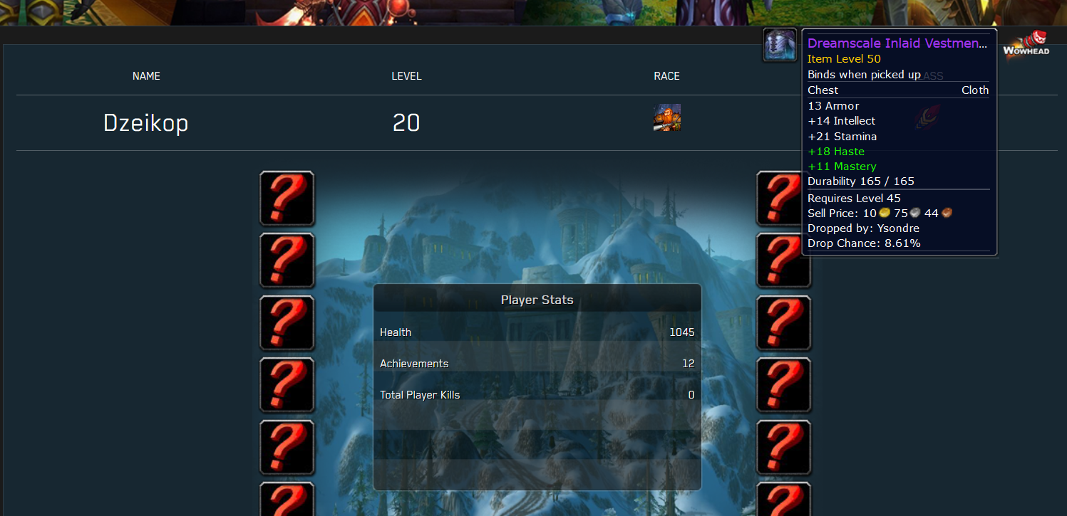 [Web] Player Armory(ID24) · Issue #62 · NV-WoW/Bugtracker · GitHub