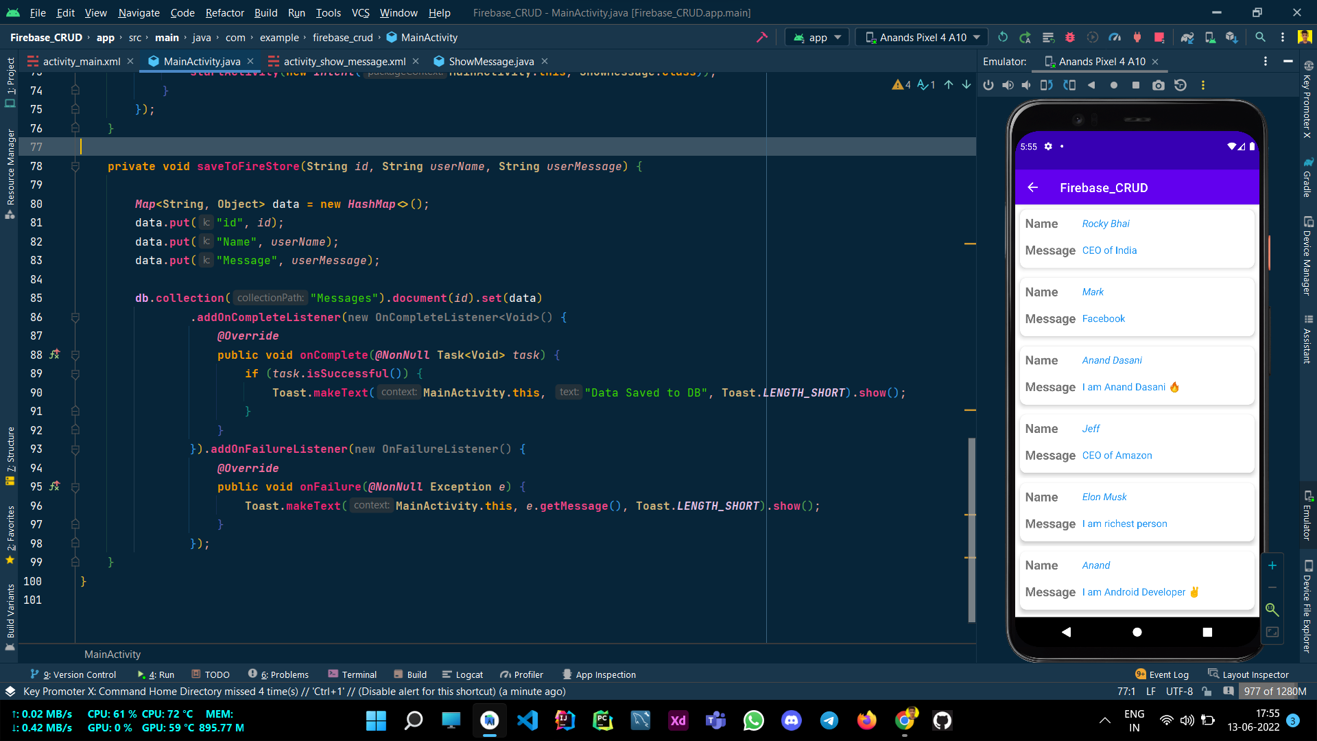 GitHub - ananddasani/Android_Firebase_CRUD_FireStore: Create Entry ...