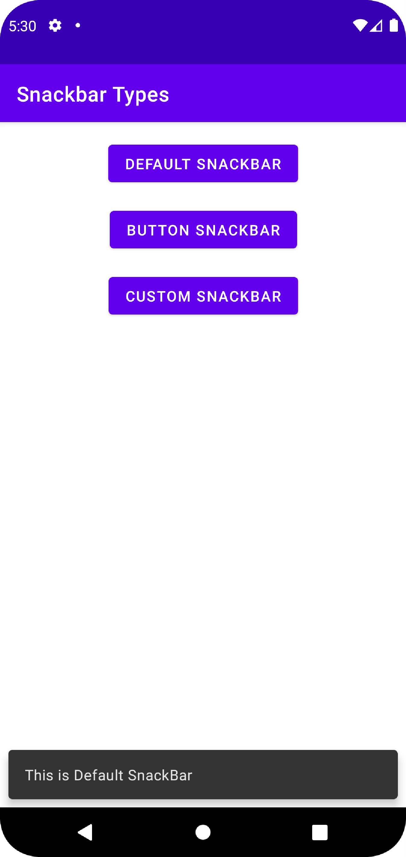 GitHub - ananddasani/Android_Snackbar_All_Types: All Types of Snackbar ...