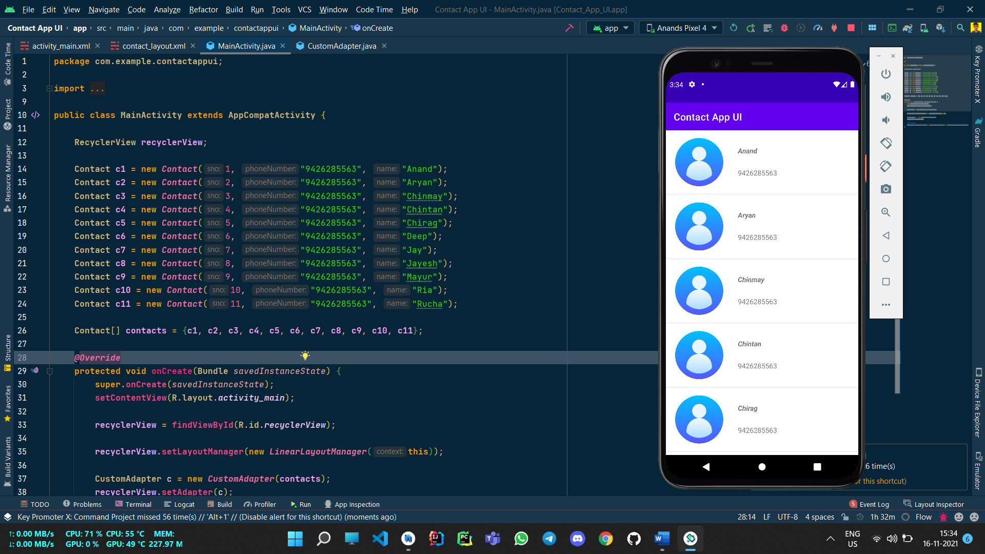 Github Ananddasani Android Contact App Ui Simple Ui Of Contact App Using Guidelines And