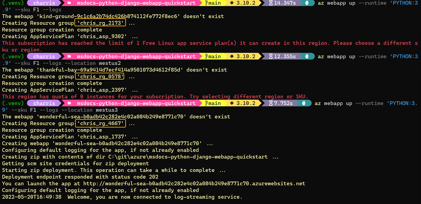 `az webapp up` failure leaves orphaned resource groups · Issue #22713 · Azure/azure-cli · GitHub