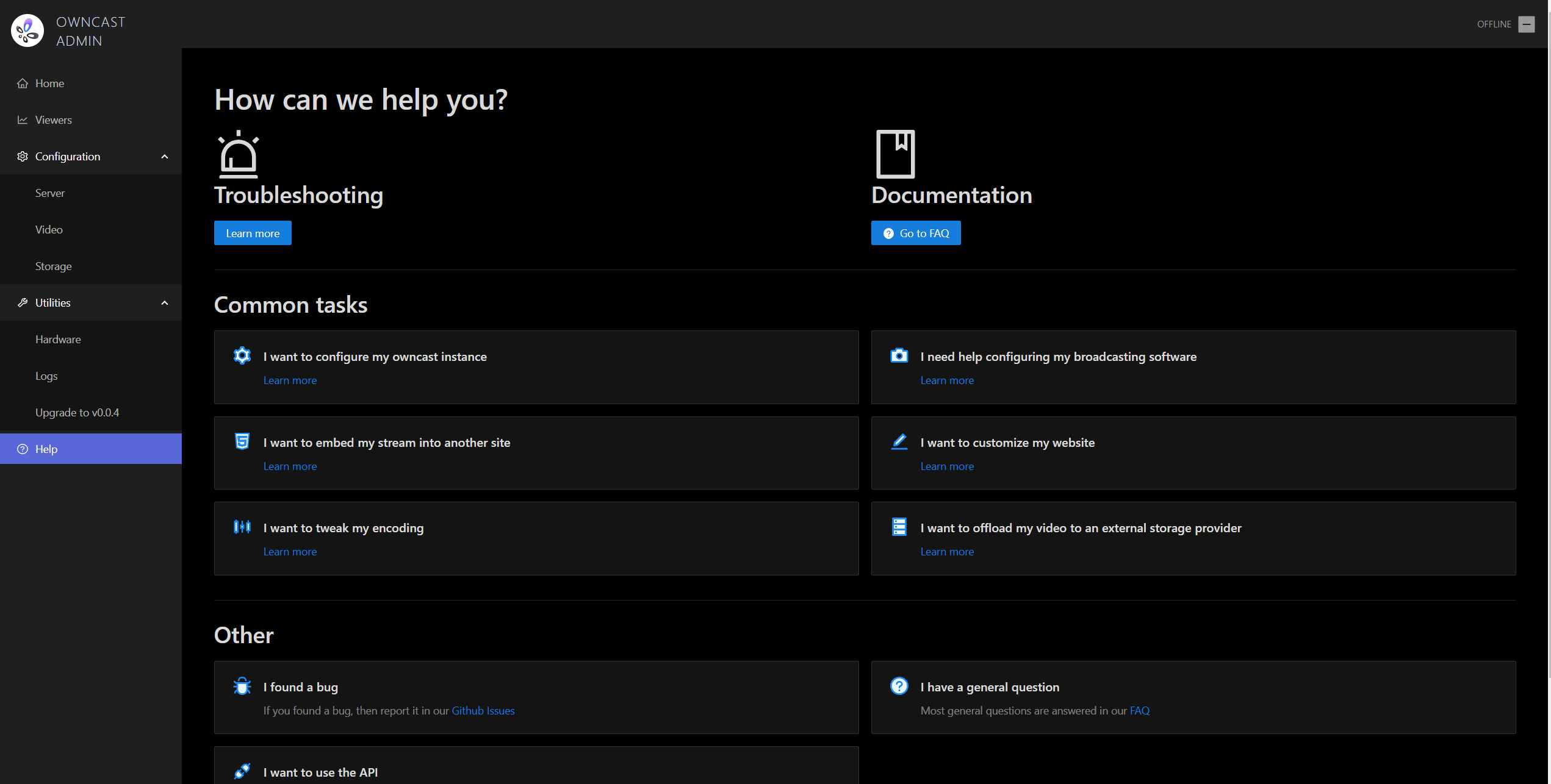 Add help section to admin with links to documentation and troubleshooting docs · Issue #541 ...