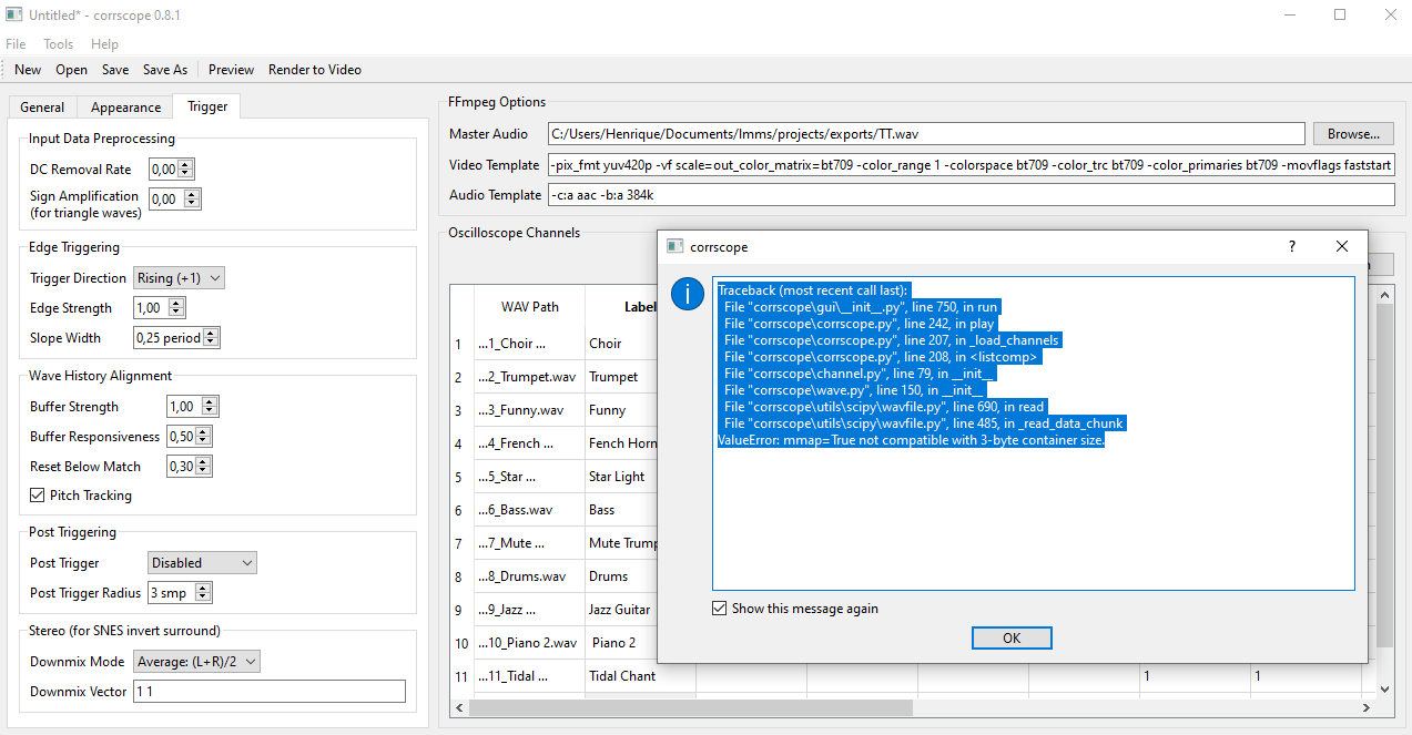 mmap=True not compatible error · Issue #432 · corrscope/corrscope · GitHub