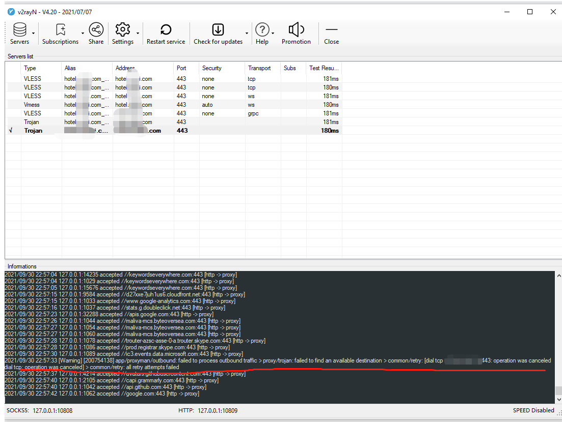 failed to process outbound traffic · Issue #272 · mack-a/v2ray-agent · GitHub