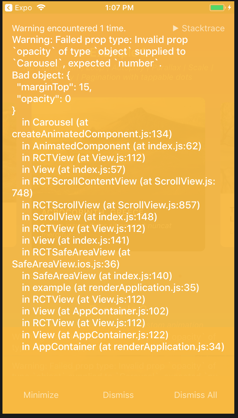 Animated.createAnimatedComponent Failed prop type · Issue #251 · meliorence/react-native-snap ...