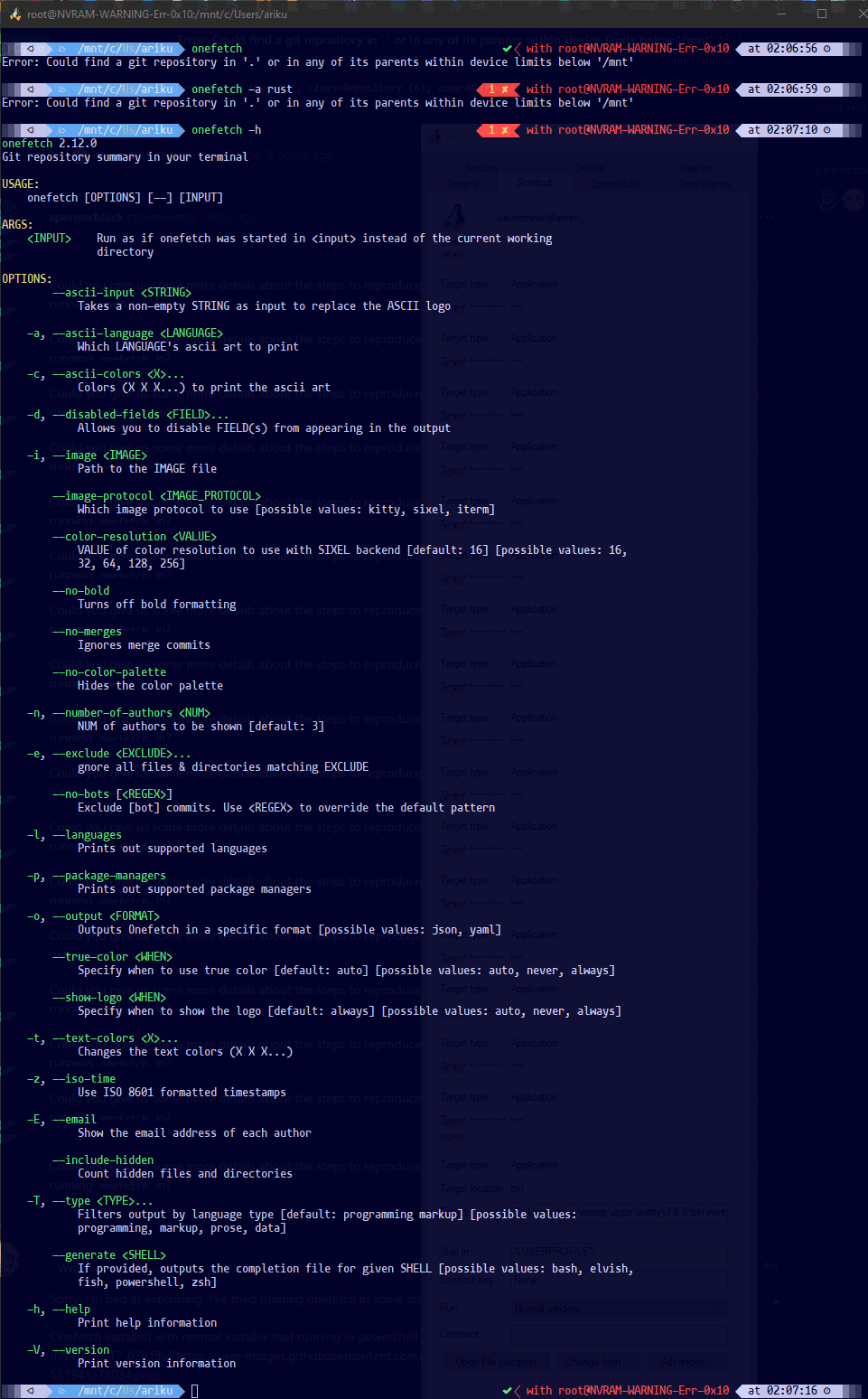 Error: Could find a git repository in '.' or in any of its parents within device limits below ...