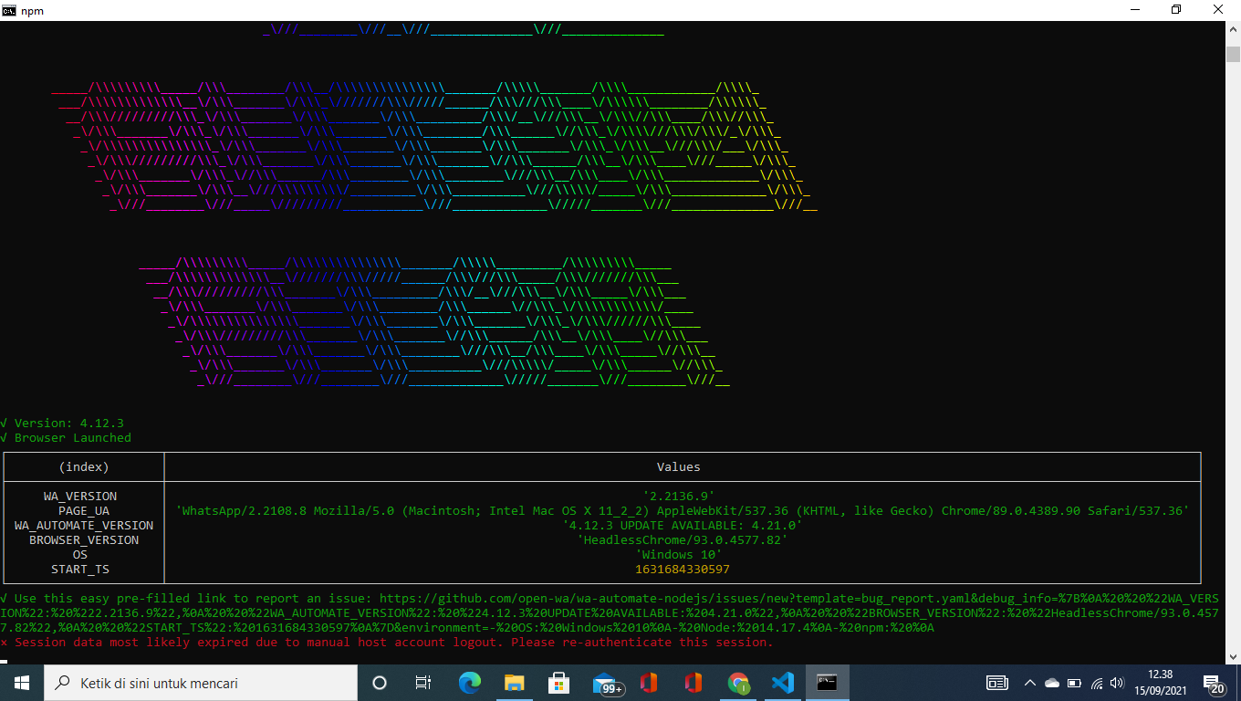 Session data most likely expired due to manual host account logout. Please re-authenticate this ...