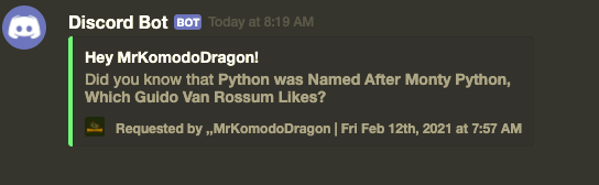 Add command for fun facts about Python · Issue #587 · python-discord/sir-lancebot · GitHub