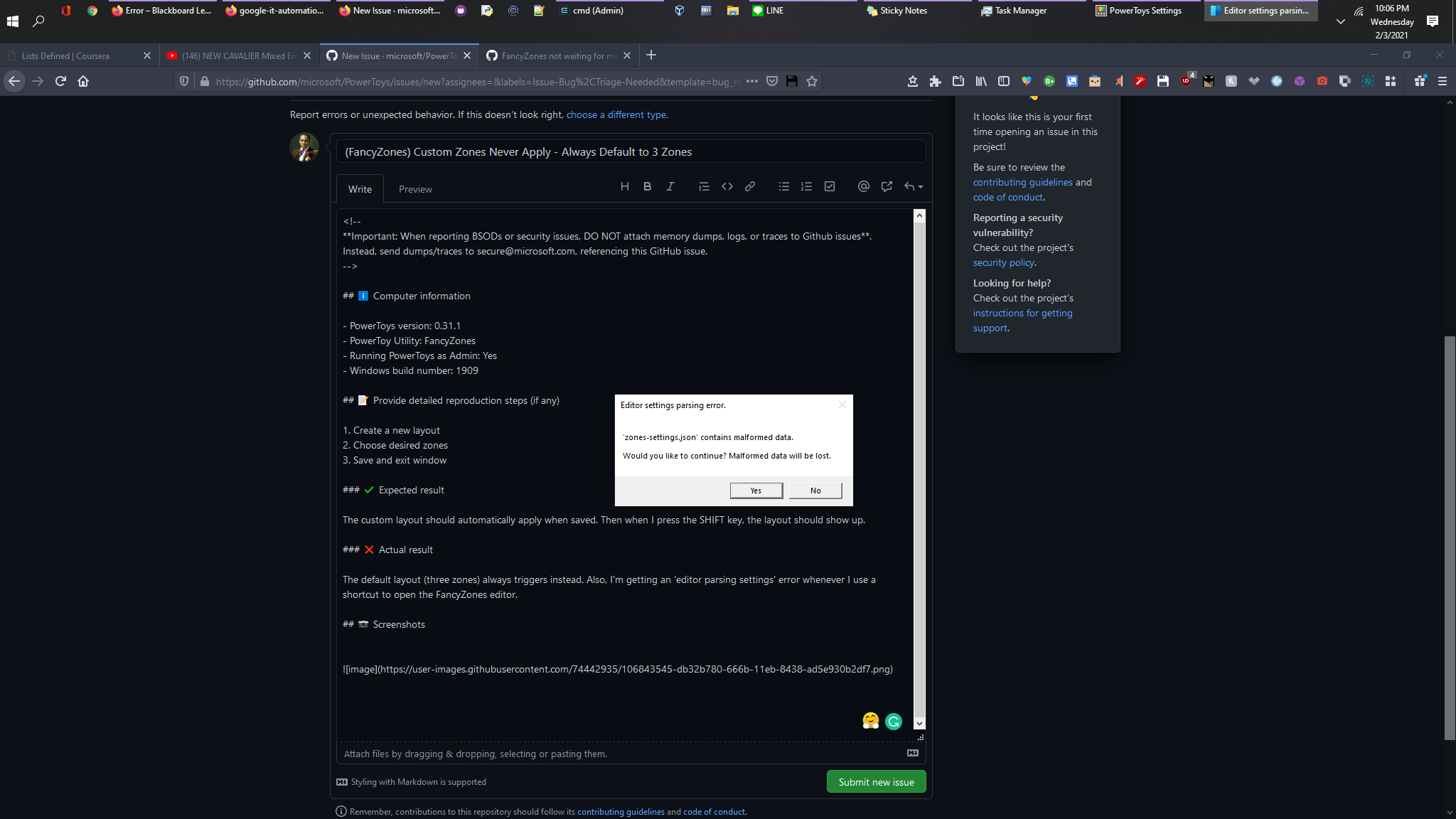 [FZ Editor] "Match not found" error · Issue #9479 · microsoft/PowerToys · GitHub