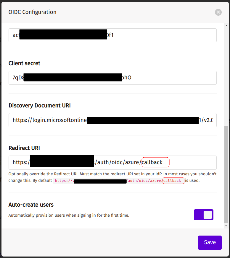 There is no trailing slash in the Redirect URI field in the OIDC Configuration page · Issue ...