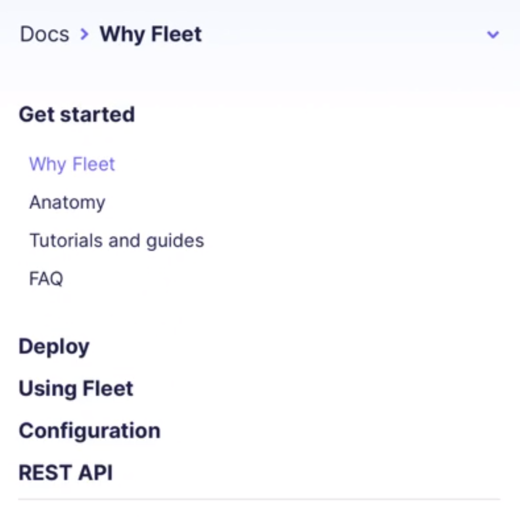 Website bug: Mobile docs navigation is missing docs section · Issue #13778 · fleetdm/fleet · GitHub
