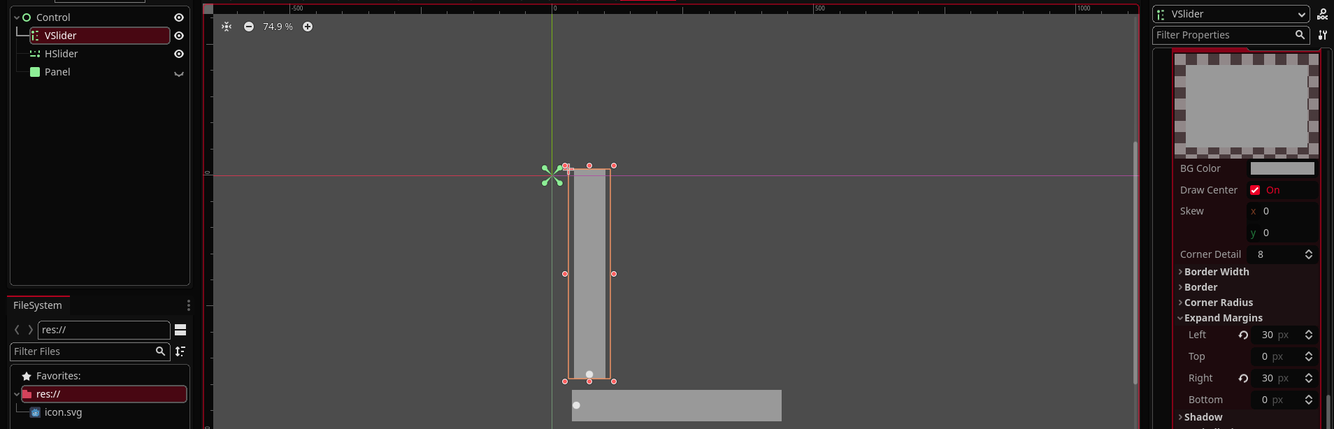 Usage of StyleBoxFlat or StyleBoxTexture in Slider theme does not function as one might expect ...
