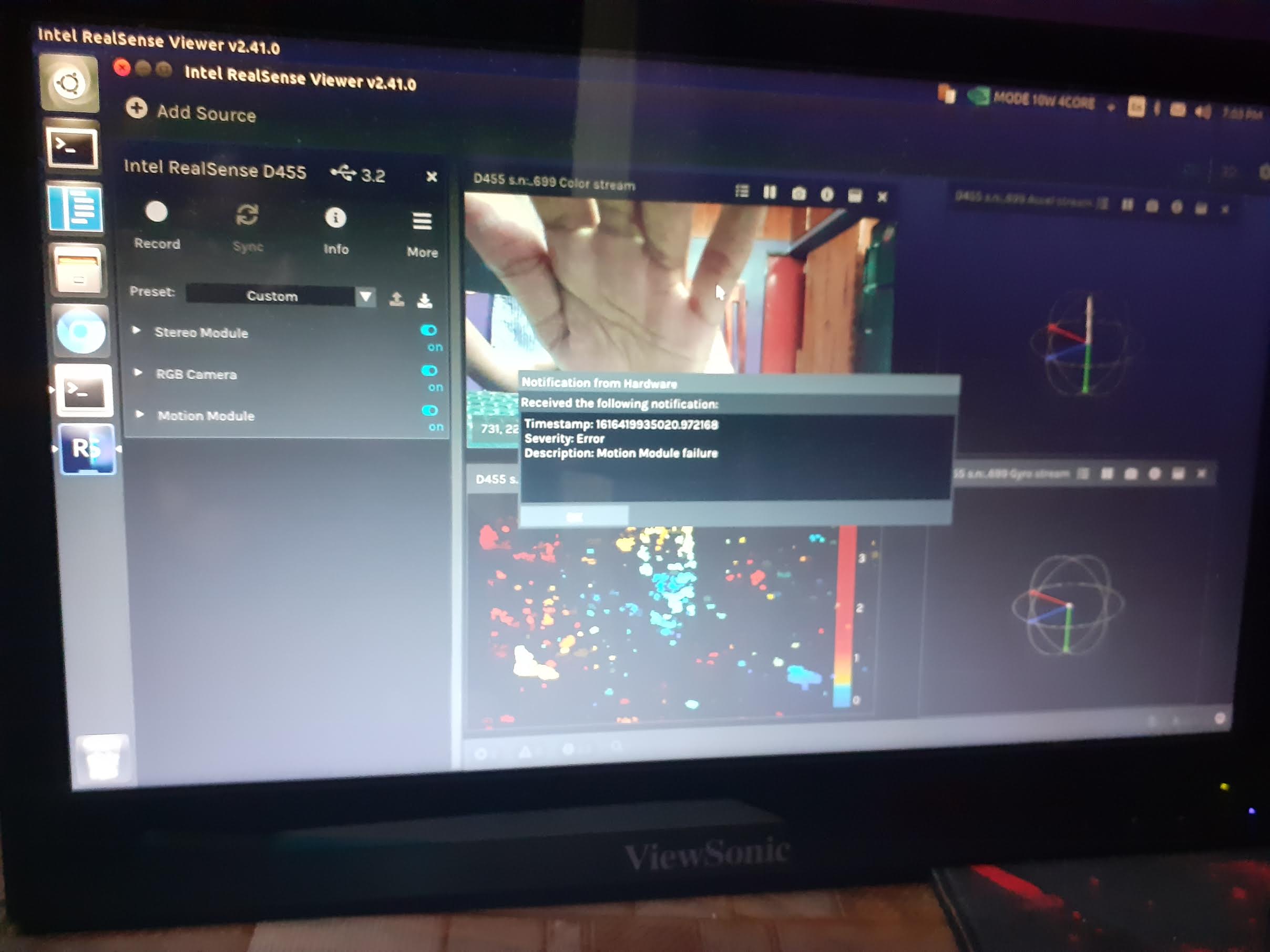 I'm currently using d455 on the Jetson Nvidia Xavier(ubuntu). I'm facing incomplete frame ...