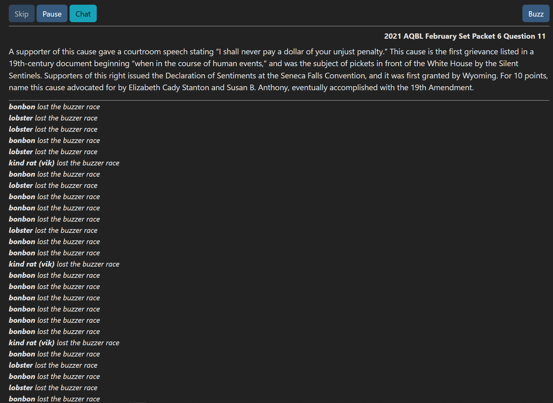 Buzzer race bug seems to break lobby · Issue #153 · qbreader/website · GitHub