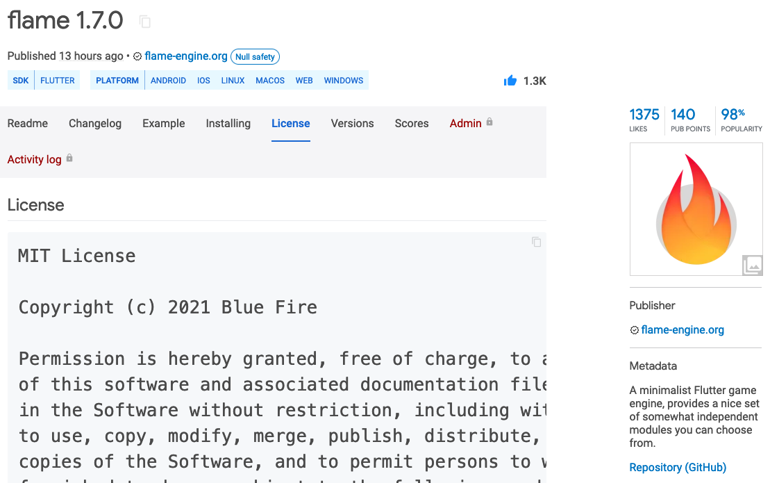 License tab uses a too large font size · Issue #6547 · dart-lang/pub-dev · GitHub