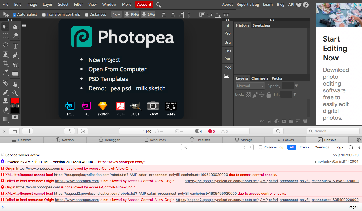 photopea drop down menus not working · Issue #2610 · photopea/photopea · GitHub