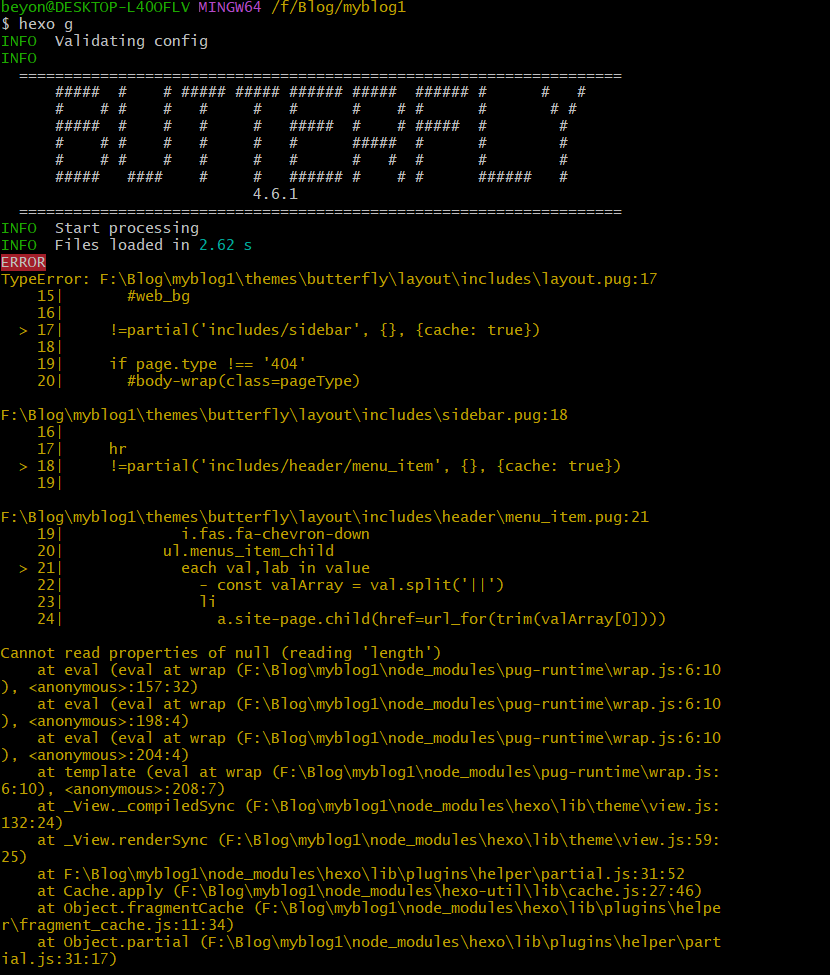 [Bug]: hexo g时候未知报错 · Issue #1208 · jerryc127/hexo-theme-butterfly · GitHub