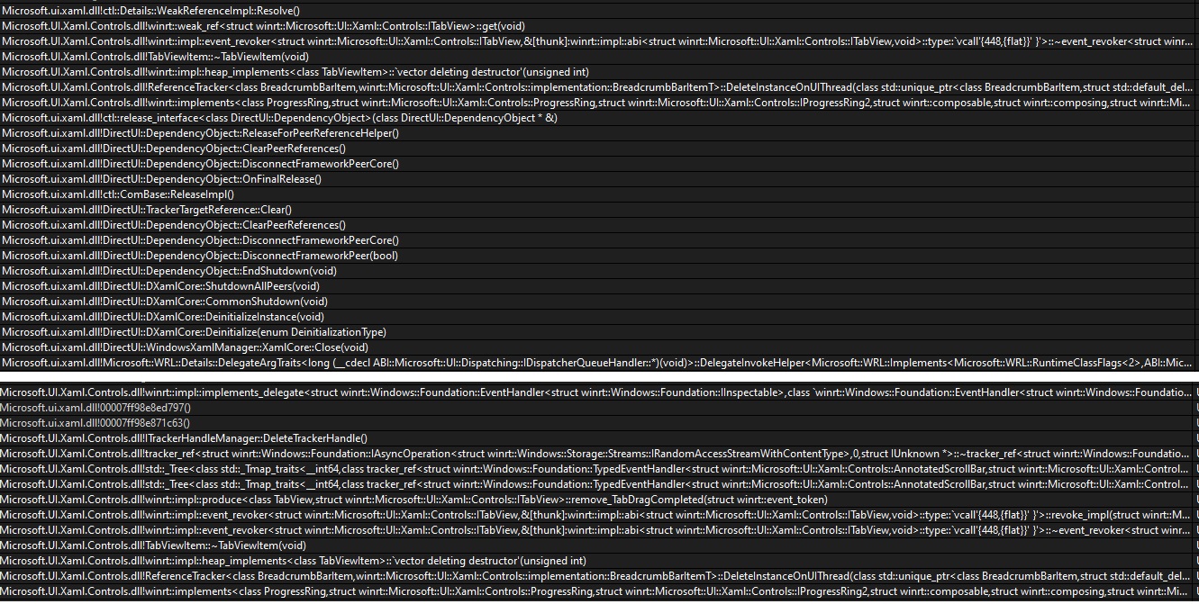 Getting exceptions randomly when closing a WinUI3 app with TabView controls. · Issue #8575 ...