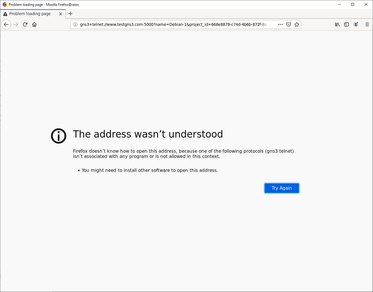 Error when open console with Firefox without gnome · Issue #989 · GNS3 ...