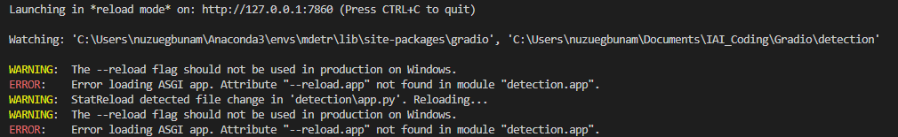 Reload mode throws Error about reload.app · Issue #1493 · gradio-app ...