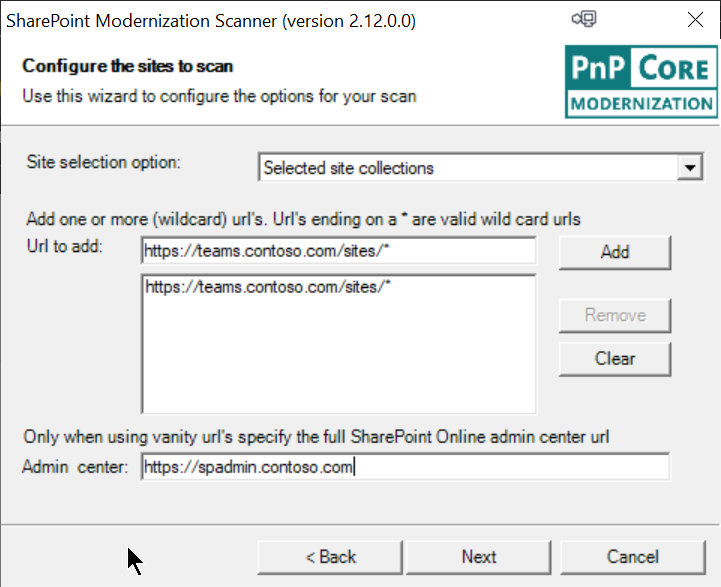 Create a version that works with vanity url's. This errors out if your Office365 tenant uses ...