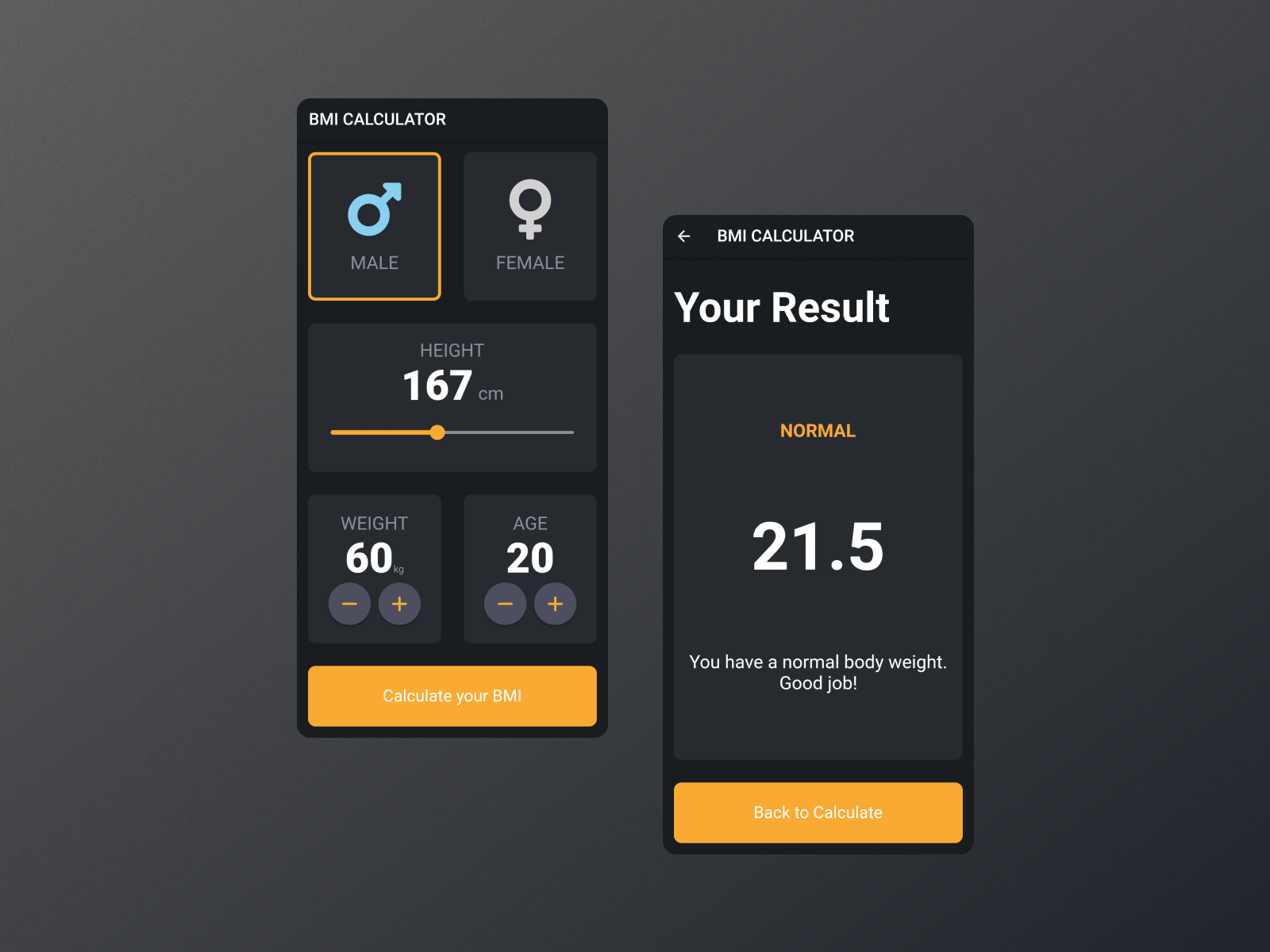 GitHub - Mostafagamiil/BMI-Calculator-Flutter: Body Mass Index Calculator