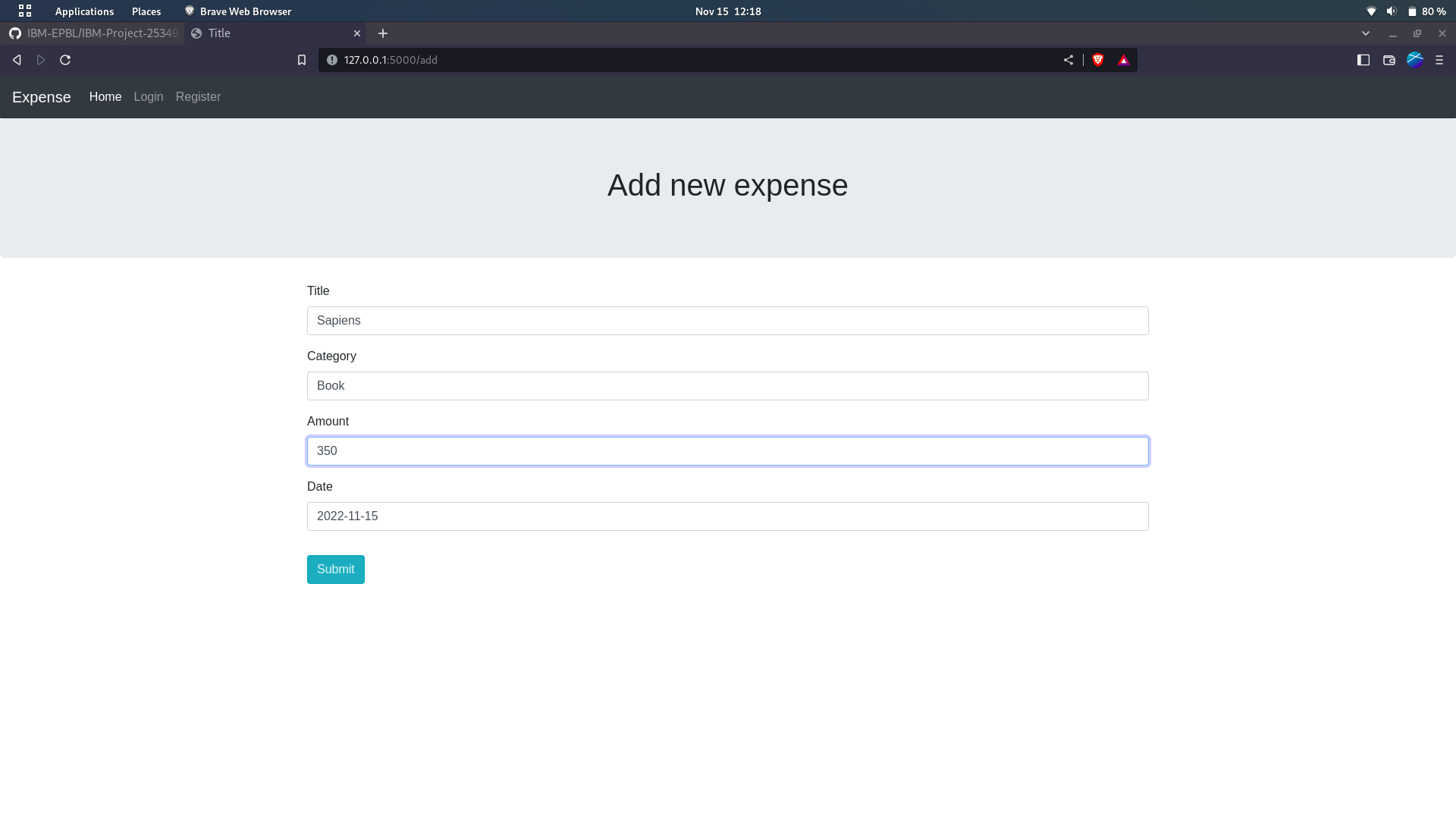 GitHub - srivathsanvenkateswaran/Personal-Expense-Tracker-Flask: A ...