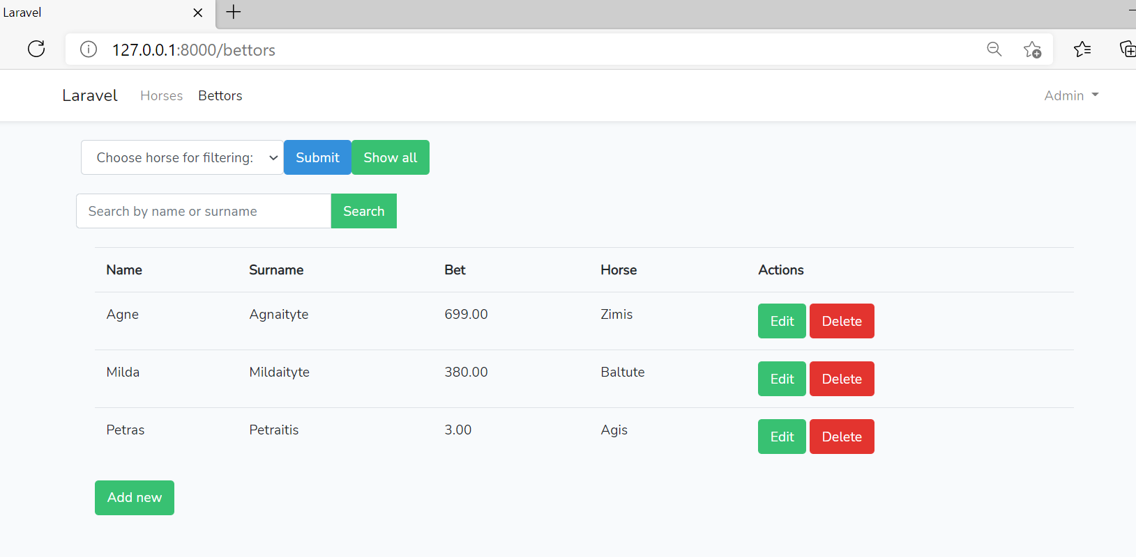 GitHub - InetaVei/lenktynes: Race & Bet CRUD application CRUD built ...