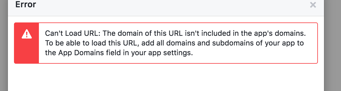 Login authentication error: "The domain of this URL isn't included in the app's domains ...