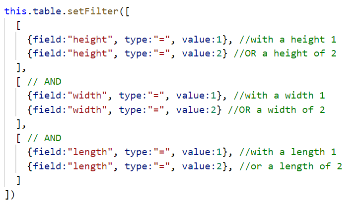 Complex Filtering - Nesting · Issue #3437 · olifolkerd/tabulator · GitHub Complex Filtering - Nesting · Issue #3437 · olifolkerd/tabulator · GitHub