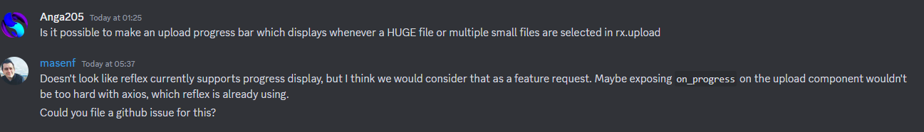 [REF-723] Progress Display for rx.upload · Issue #1896 · reflex-dev/reflex · GitHub