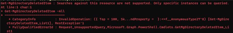 Get-MgDirectoryDeletedItem command's error. · Issue #1590 · microsoftgraph/msgraph-sdk ...