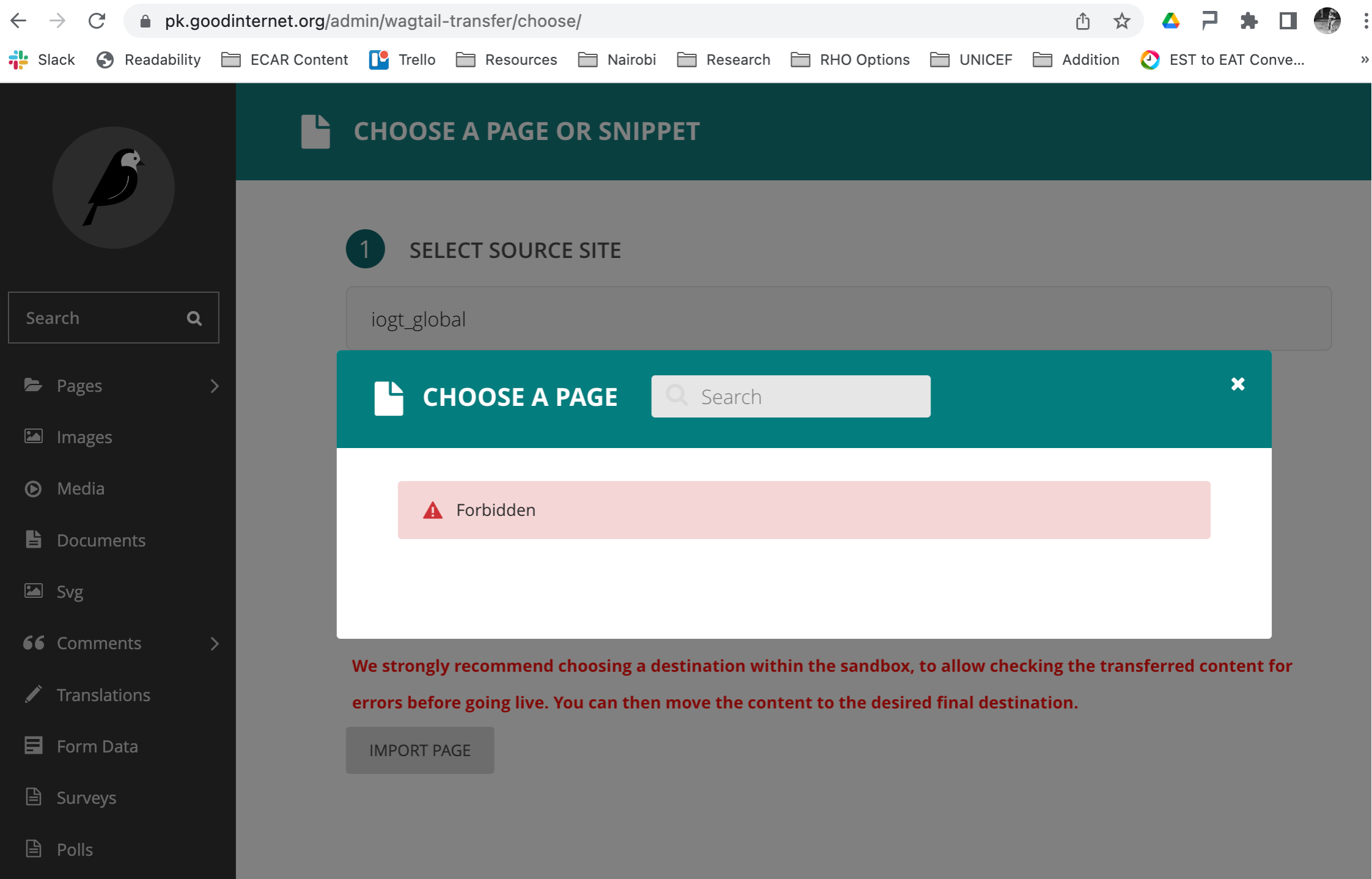 Content Import Tool is Down · Issue #1447 · unicef/iogt · GitHub