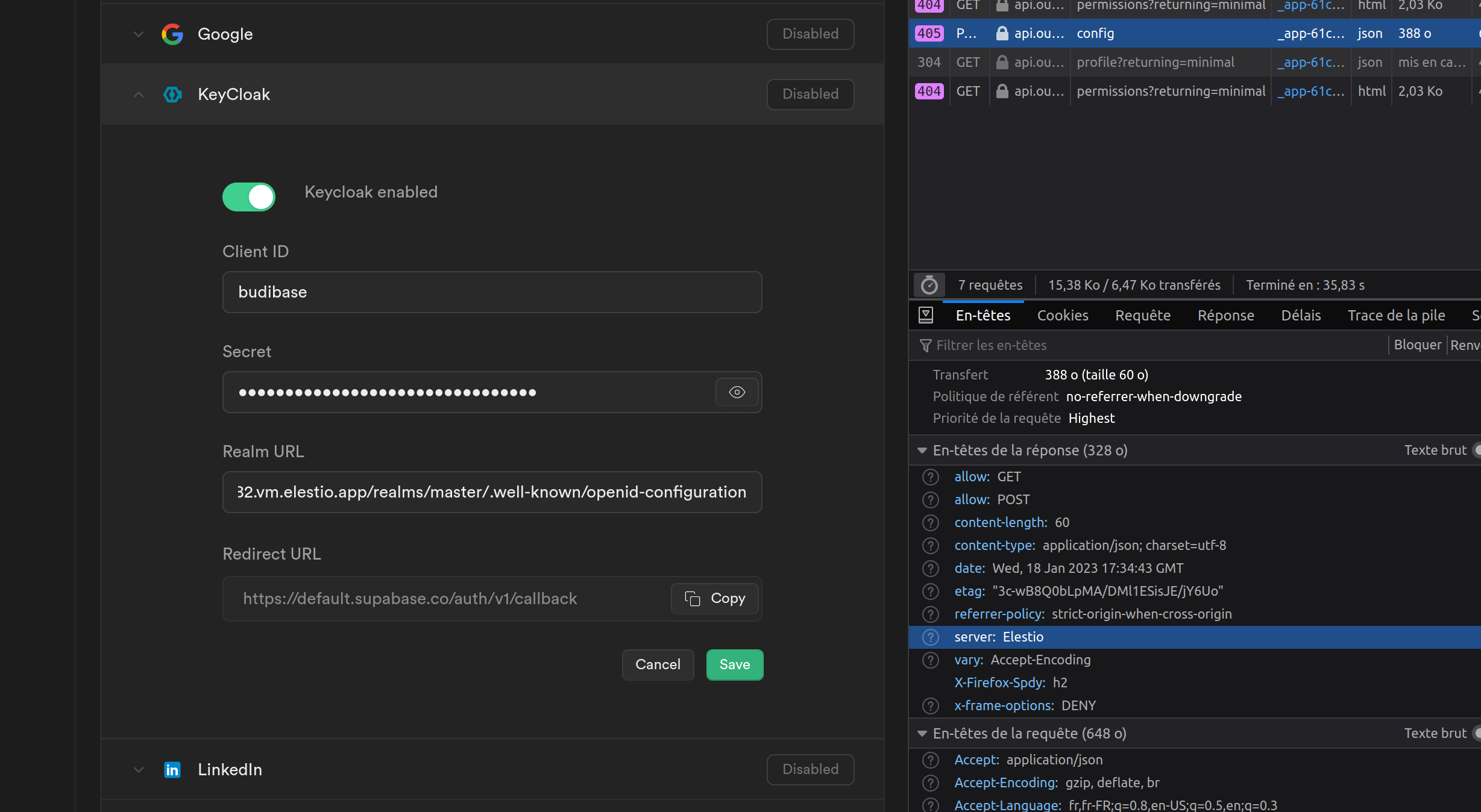 Bug When Linking Self hosted Instance To Keycloak 405 PATCH METHOD NOT ALLOWED Issue 11764 