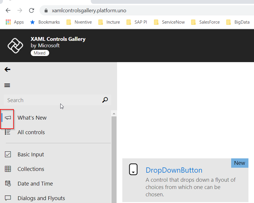 [XAML Controls Gallery][Wasm][Chrome] No indicator is present for What's New Tab when first ...