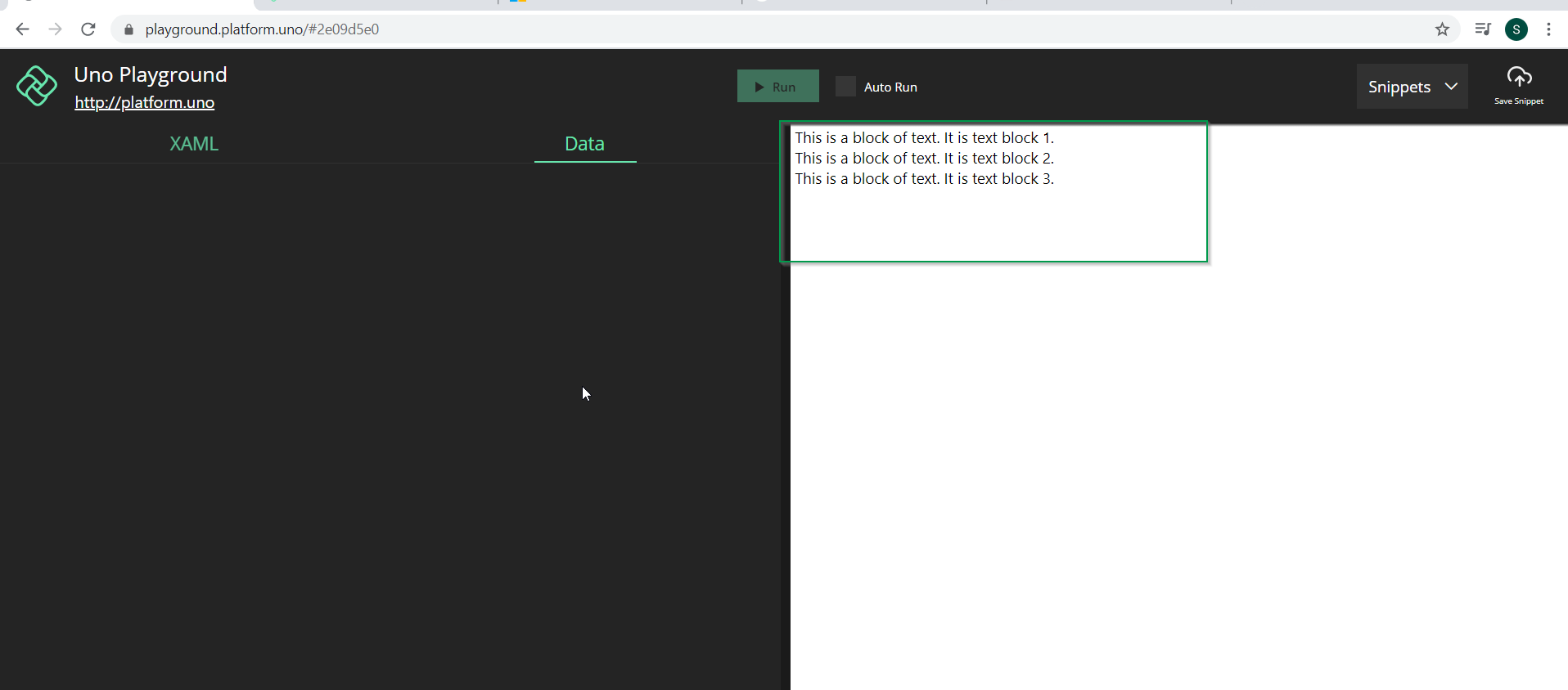 [Uno Playground] Getting error for Adaptive trigger options of snippets. · Issue #4917 ...