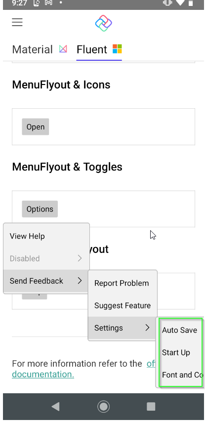 [Gallery][iOS] For "Help" section the Nested Flyout List displaying position is incorrect ...