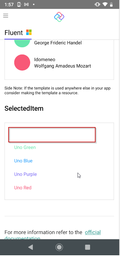 [Gallery][Android/iOS] In "SelectedItem" section the word "Foreground color" is missing. · Issue ...