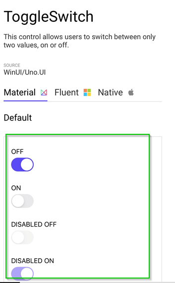 [Gallery][Skia.GTK]ToggleSwitch-The toggleswitch button are same for Material, Fluent. · Issue ...