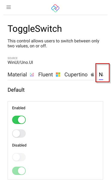 [Gallery][Android/iOS] ToggleSwitch-Native option is hiding for Android ...