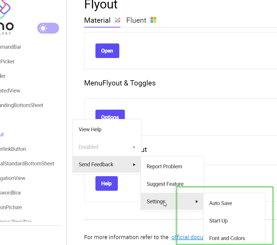 [Flyout] For "Help" section the Nested Flyout for "Settings" is show ...