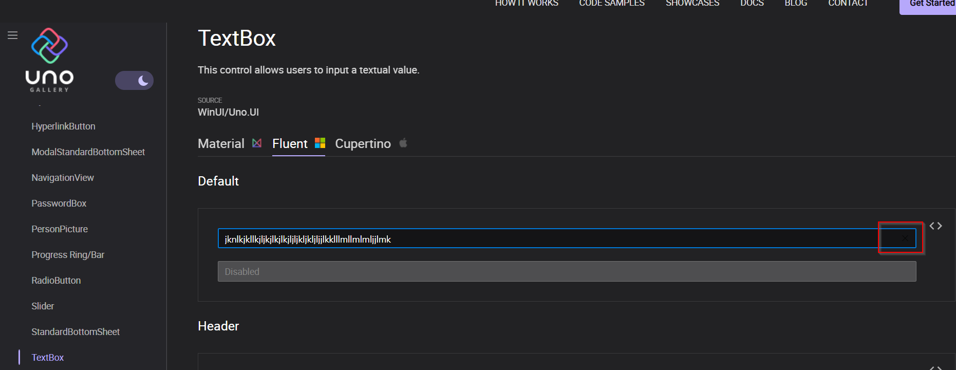 [Gallery][WASM] TextBox- The clear sign(X) is not displaying in night mode for Fluent. · Issue ...