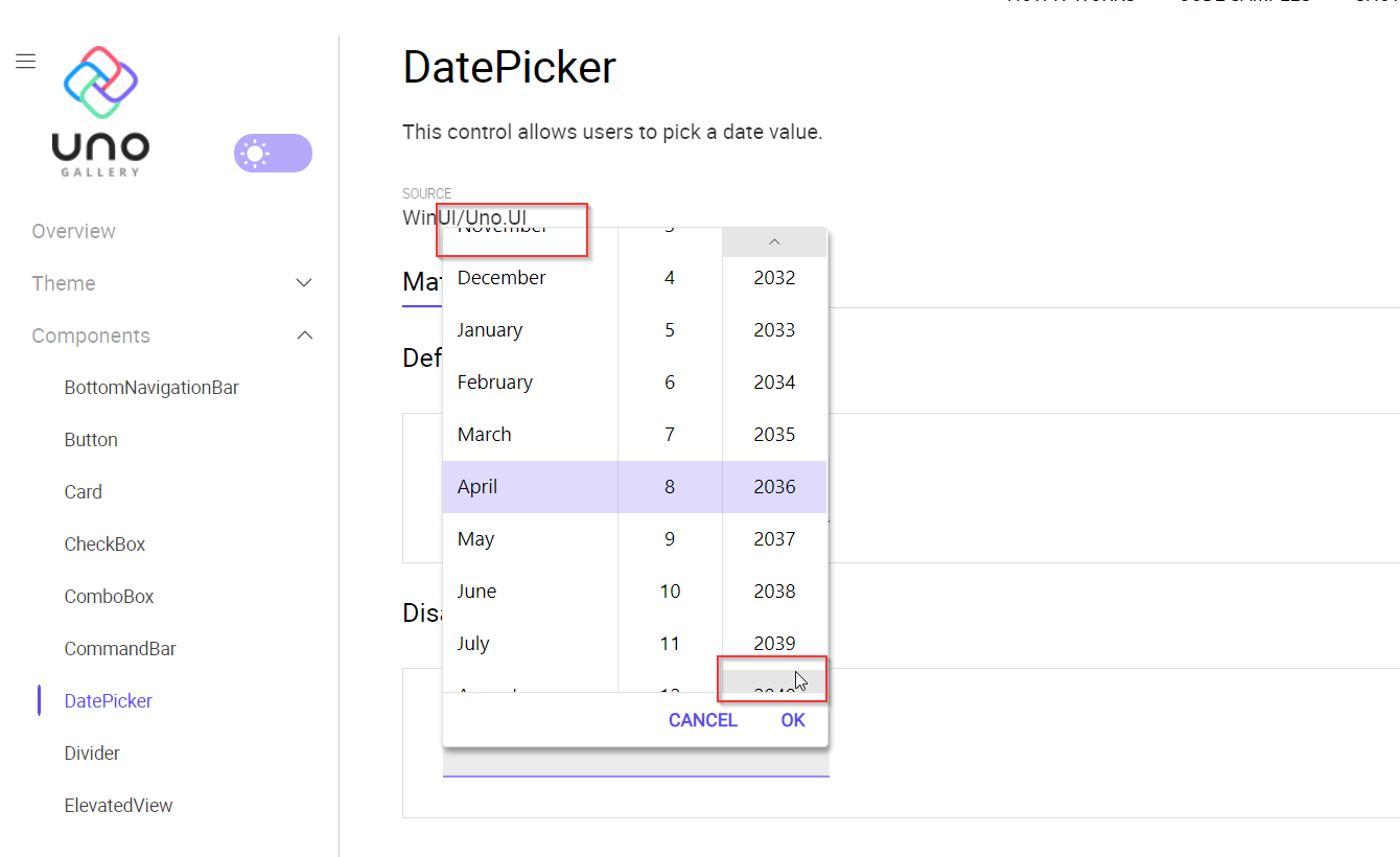Gallery Androidwasm Datepicker For Material The Up Arrow Is Missing For Date Month And 