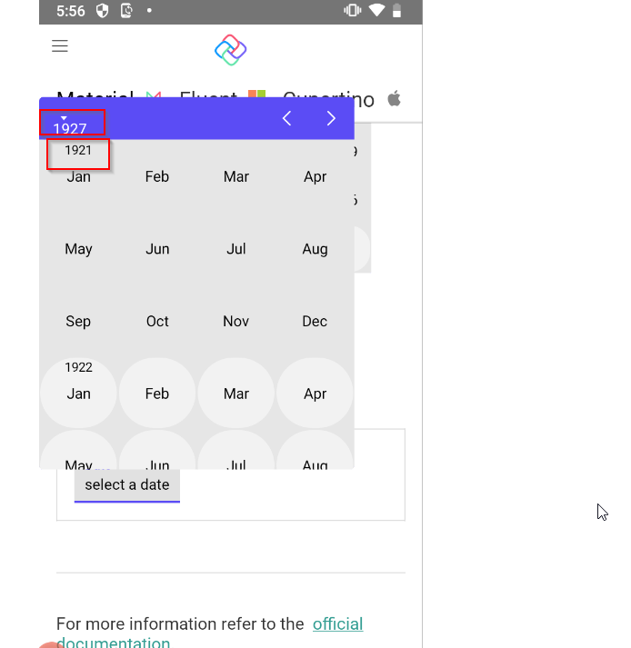 [Gallery][Android] CalendarView- For calendarDatePicker when click on select a date and click on ...