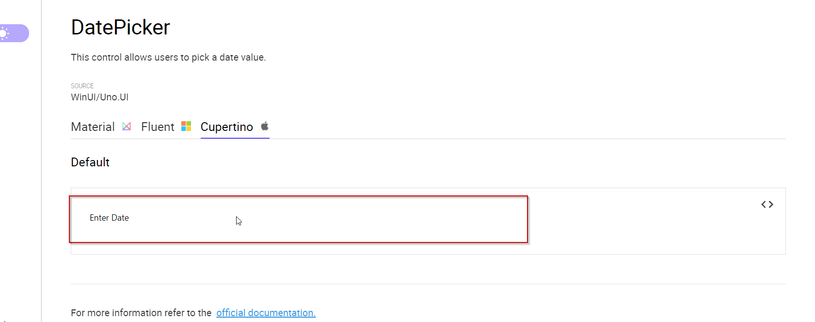[Gallery][Wasm/iOS/Android] Textbox, DatePicker, Combobox, PasswordBox- For Cupertino when theme ...