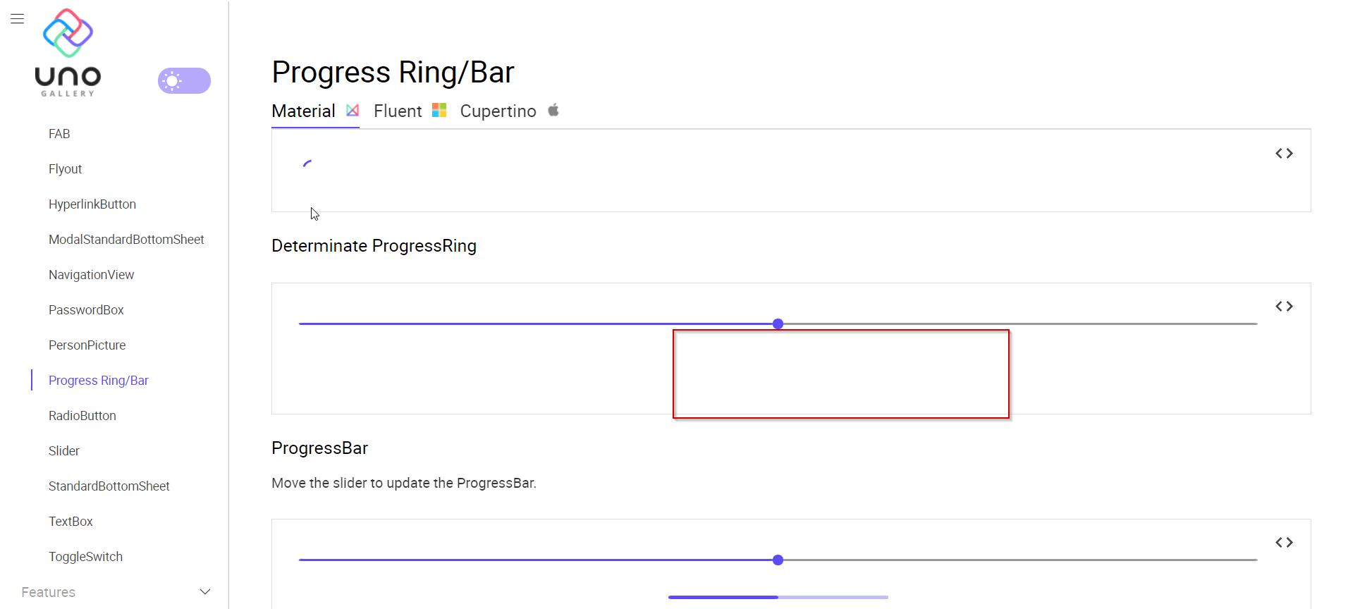 [Gallery][Wasm][Android] Material -ProgressRing/Bar - The Progress Ring is missing for ...