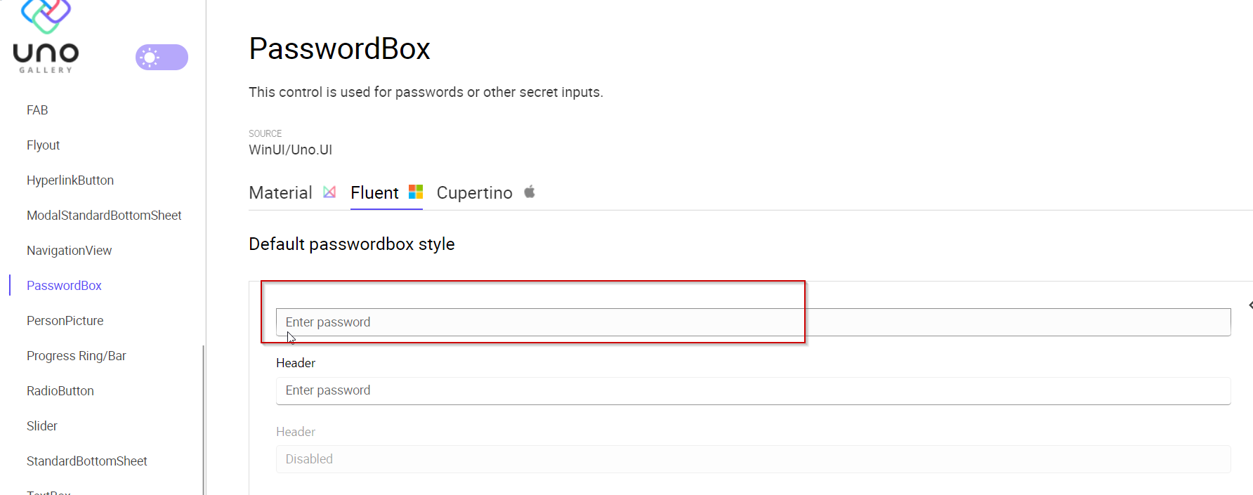 [Gallery][Wasm] PasswordBox -For the 'EnterPassword' MouseOver state has a border all around ...