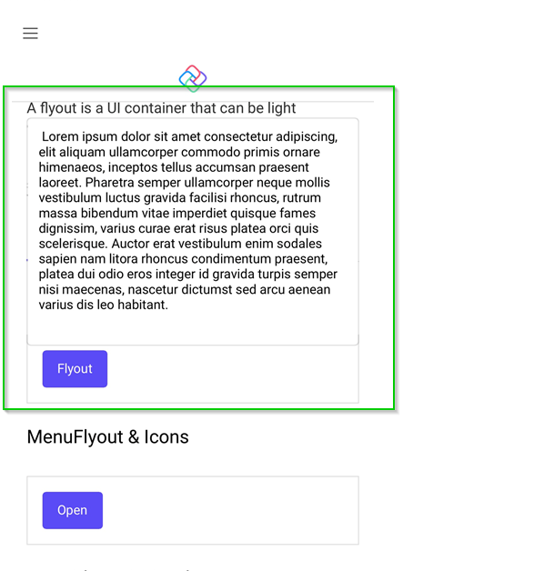 [Gallery][Android] Material- Flyout - The Border is missing for the Text when click on 'Flyout ...