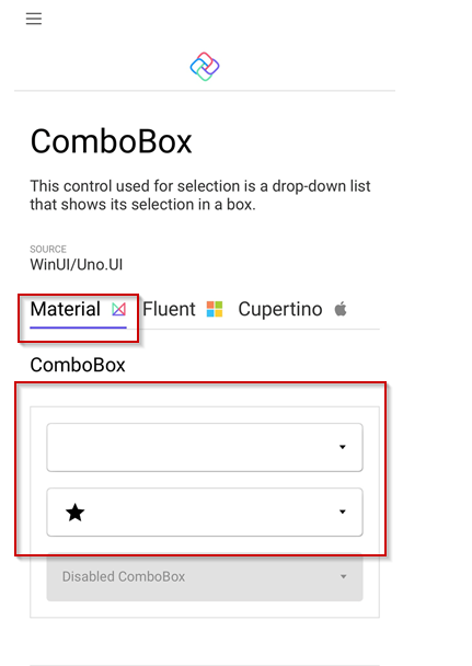 [Gallery][iOS] Combobox-Material and Cupertino- when theme change, comboBox is not displaying ...
